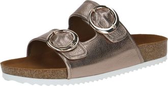 Caprice Damen Pantoletten aus Leder Bequem, Beige (Taupe Metallic), 41 EU