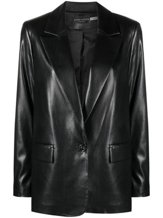 Alice & Olivia blazer en cuir artificiel - Noir