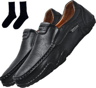 Generic Mocassins confortables en cuir faits &agrave; la main pour homme - Chaussures plates &agrave; enfiler &agrave; bout large - Chaussures de travail d&eacute;contract&eacute;es, 02, 11.5 U