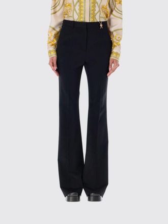Versace Pantalon &eacute;vas&eacute; en laine vierge stretch avec pi&egrave;ce m&eacute;tallique