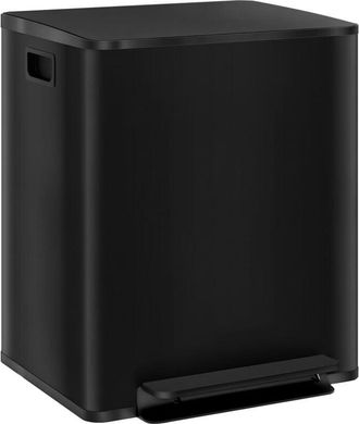 HOMCOM Poubelle de cuisine - HOMCOM - 2 compartiments 2 x 25L - couvercle à fermeture douce - acier inoxydable - 47,7x37,5x56cm - argent