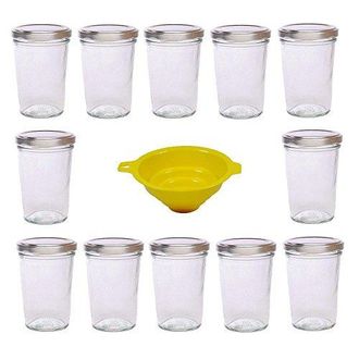 mikken Art Viva-Haushaltswaren Gabriele Hesse e.K. 12 Bechergläser, Marmeladengläser für 150ml mit silbernem Deckel/für Konfitüren, Chutneys, Pasten, etc. - inkl