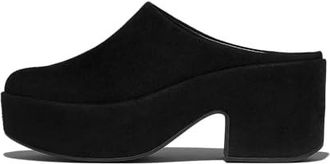 FitFlop Platfforms Mules à Talons en Daim pour Femme, Tout Noir, 40 EU