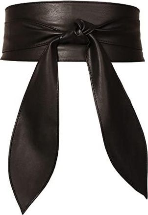 Feoya Ceinture large pour femme - Ceinture Obi - Ceinture à nouer - Ceinture en cuir pour robes et vêtements de mode, Noir, 247cm(Passt Tailenumfang 72-100c