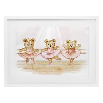 Stupell Industries Ballet Teddies Triplett, gerahmter Druck unter Glas, Design von Amy Hall, 35,6 x 50,8 cm, Weiß