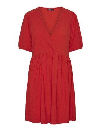 Pieces Pcluna Ss V-Neck Short Dress Sa Bc