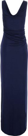 Versace Deep V-Neck Viscose Dress - Blue