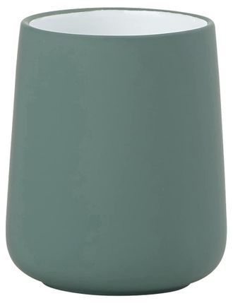 Zone Denmark Nova Zahnputzbecher, Zahnbürstenbecher aus Porzellan mit Soft Touch-Beschichtung, Durchm. 8 cm, Höhe 10 cm, Petrol Green