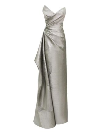 Gemy Maalouf asymmetrical neckline maxi dress - Gris