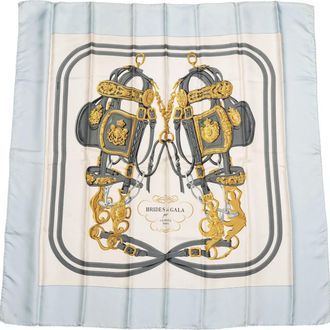 Herm&egrave;s T&uuml;cher & Schals - Hermes Classic BRIDES de GALA Silk Carre 90 Scar - Gr. unisize - in Blau - f&uuml;r Damen