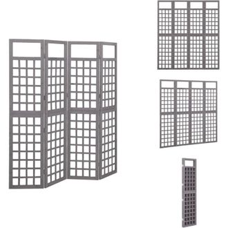vidaXL Spalier/Paravent 4-teilig Massivholz Tanne Grau 161x180 cm - Raumteiler - Paravent - Holzklappm&ouml;bel - Rankgitter - Spalier