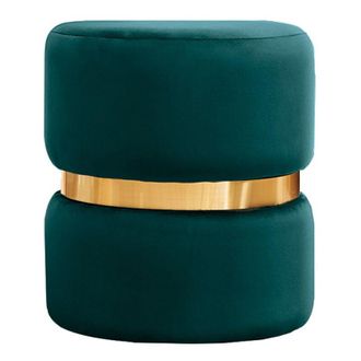 Miliboo Miliboo - Pouf rond en velours bleu p&eacute;trole et m&eacute;tal dor&eacute; D40 cm joy