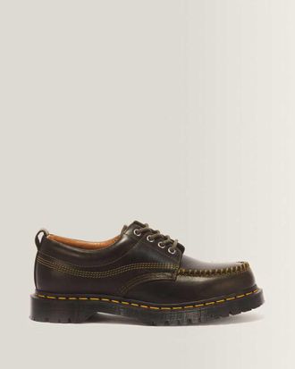 Dr. Martens Lowell 4-&Ouml;sen Mayhem Leder Moc Toe Schuhe in Gr&uuml;n, Gr&ouml;&szlig;e: 36
