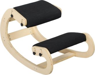 HOMCOM Si&egrave;ge assis genoux - HOMCOM - en bois - fonction &agrave; bascule - r&eacute;glable pour bureau &agrave; domicile - noir