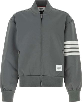 Thom Browne Homme, Vestes, Gris, Taille: L Bomber Technique R&eacute;flective 3M &agrave; 4 Barres