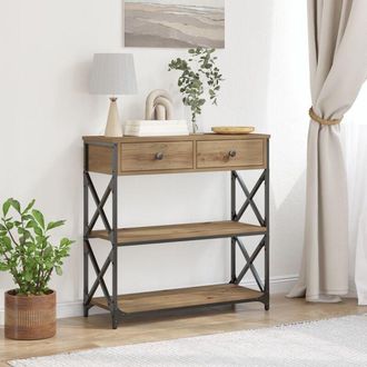 vidaXL Vidaxl - Konsole Tisch Artisan Eiche 75x28x75 cm Ingenieure Holz und Stahl