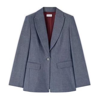 Motivi Blazer aus garngef&auml;rbtem Stoff mit spitzem Revers - - Jackets - Damen - Blau - 2XS