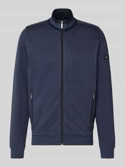 Bugatti Sweatjacke mit gerippten Abschl&uuml;ssen