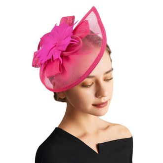 Dreshow Fascinator H&uuml;te f&uuml;r Damen Pillbox Hut mit Schleier Stirnband und Einer Gegabelten Clip Tea Party Kopfbedeckung