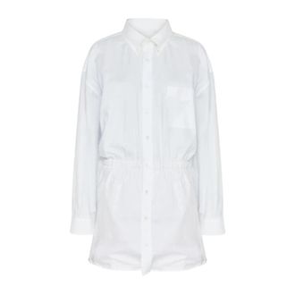Maison Margiela Hemdkleid mit Knopfleiste und Gummizug in der Taille - - Dresses - Damen - Wei&szlig; - XS