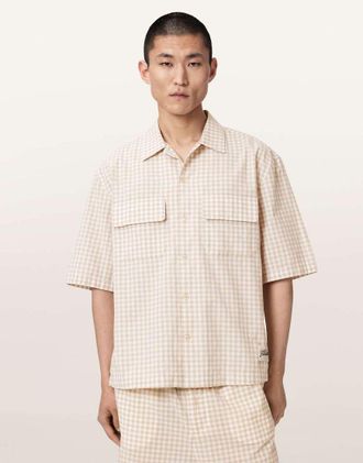 AllSaints Rockland - Chemise &agrave; manches courtes - Jaune d&eacute;sert