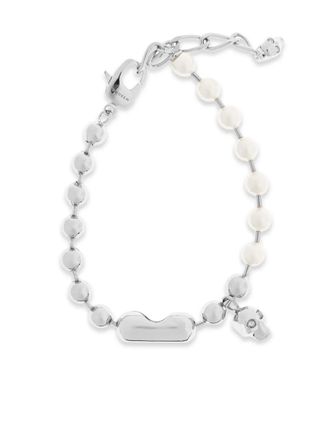 Alexander McQueen bracelet Skull &agrave; perles - Argent