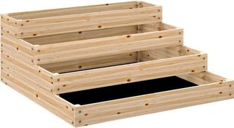 OUTSUNNY Carré potager jardinière en escalier 4 niveaux dim. 113 x 113 x 46 cm bois sapin naturel