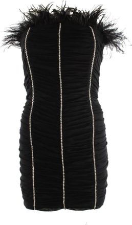 Patrizia Pepe Femme, Robes, Noir, Taille: 40 FR Mini-robe avec sequins et application de plumes