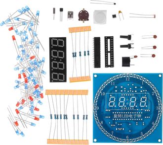 BESPORTBLE DIY LED Elektronikuhr Bausatz mit Drehfunktion Großer Digitalanzeige für Heim Bürogebrauch Elektronisches Lernkit zur Zeitanzeige und Mechanischen Gru