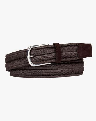 Profuomo Fischgr&auml;t-Flechtg&uuml;rtel mit Baumwolle und Velourslederakzenten in