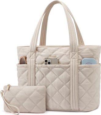 Lovevook Sac &agrave; main l&eacute;ger pour ordinateur portable - Pour femme - Grand sac de shopping - Sac de travail - Sac &agrave; bandouli&egrave;re - Sac fourre-tout, beige, 17,3 Zol