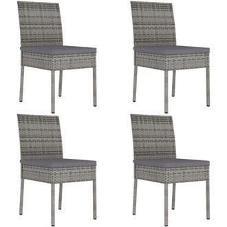 vidaXL Vidaxl - Chaises de salle &agrave; manger de jardin 4 pcs R&eacute;sine tress&eacute;e Gris
