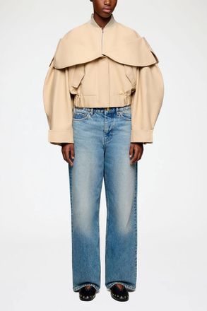 Ganni Warm Sand Bomberjacke aus Baumwolle in beige Bio-Baumwolle - Gr&ouml;&szlig;e 32
