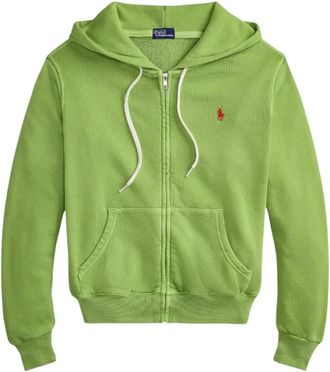 Polo Ralph Lauren Femme, Sweatshirts et sweats &agrave; capuche, Vert, Taille: 40 FR Zip-through SweaT-shirt