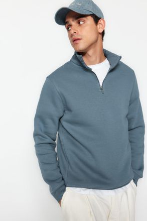 Trendyol MAN Herren Blau Animal-Print Lang Regular Fit Sweatshirts