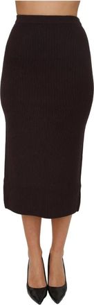 Twinset Femme, Jupes, Brun, Taille: 38 FR Midi Ribbed Skirt
