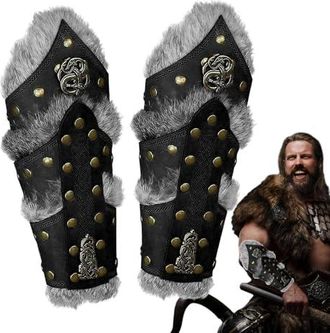 Generic Bracelets m&eacute;di&eacute;vaux - Prot&egrave;ge-bras en similicuir pour LARP et cosplay, bracelets de chevalier r&eacute;tro Renaissance, steampunk, manchettes pour festivals 