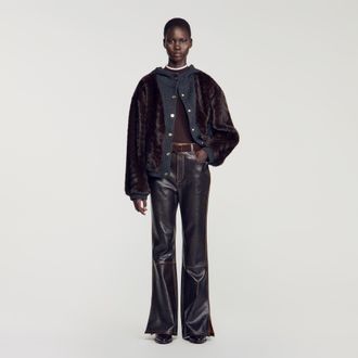 Sandro Blouson aus Kunstfell und Strick