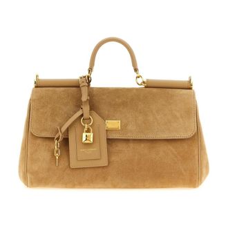 Dolce & Gabbana Sac port&eacute; main en daim - Femme - Sacs - Beige - Taille: ONE Size