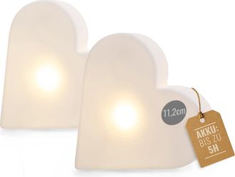 8 Seasons design LED Herz Mini-Leuchten Set Shining Heart Micro S Duo - Dekolampen 12 cm - kabellos mit Akku, USB-C aufladbar - Tischdeko, romantische Deko, Her