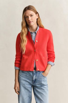 GANT Damen Gestrickte Jacke aus Baumwolle (XXL) PERFECT Rot