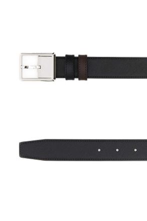 Montblanc Mens Leather Reversible Belt Black