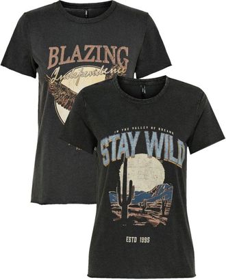 Only Print-Shirt (Spar-Set, 2er-Pack) Print T-Shirts f&uuml;r Damen im Doppelpack