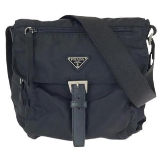 Prada Pre-owned Nylon Leather Tessuto Logo Shoulder Bag - - Pre-owned - Damen - Schwarzk - ONE SIZE