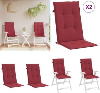 vidaXL Gartenstuhlauflagen f&uuml;r Hochlehner 2 Stk. Weinrot 120x50x3 cm - Sitzauflage - Gartenstuhlkissen - Outdoorkissen - Hochlehnerkissen