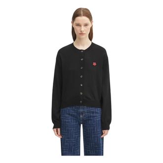 Kenzo Boke Flower Crest Rundhals-Strickjacke - - Knitwear - Damen - Schwarzk - XS