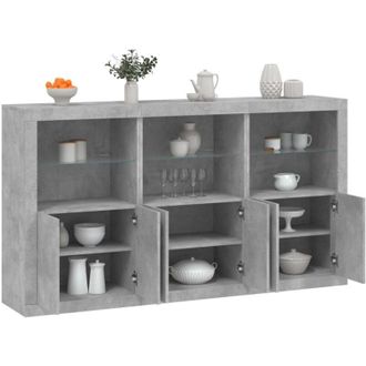 vidaXL Vidaxl - Buffet avec lumi&egrave;res led gris b&eacute;ton 181,5x37x100 cm