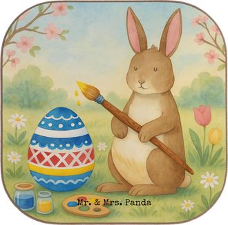 Mr. & Mrs. Panda Holzuntersetzer Hase Eier Malen Design - Geschenk, Kaninchen, Ostern, Coaster, Untersetzer f&uuml;r Gl&auml;ser, gl&auml;seruntersetzer, Tischschoner, Ostergr&uuml;&szlig;e, Os