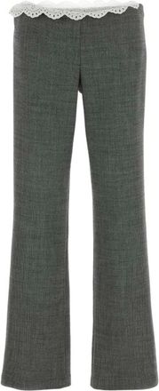 Magda Butrym Femme, Pantalons, Gris, Taille: 38 FR Pantalon Droit en Laine Taille Moyenne