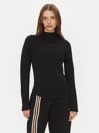 adidas Bluse Structured Interlock JJ0937 Schwarz Slim Fit